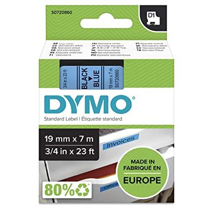 Dymo 19mm x 7m Black on Blue Tape | Dymo — Discount Office