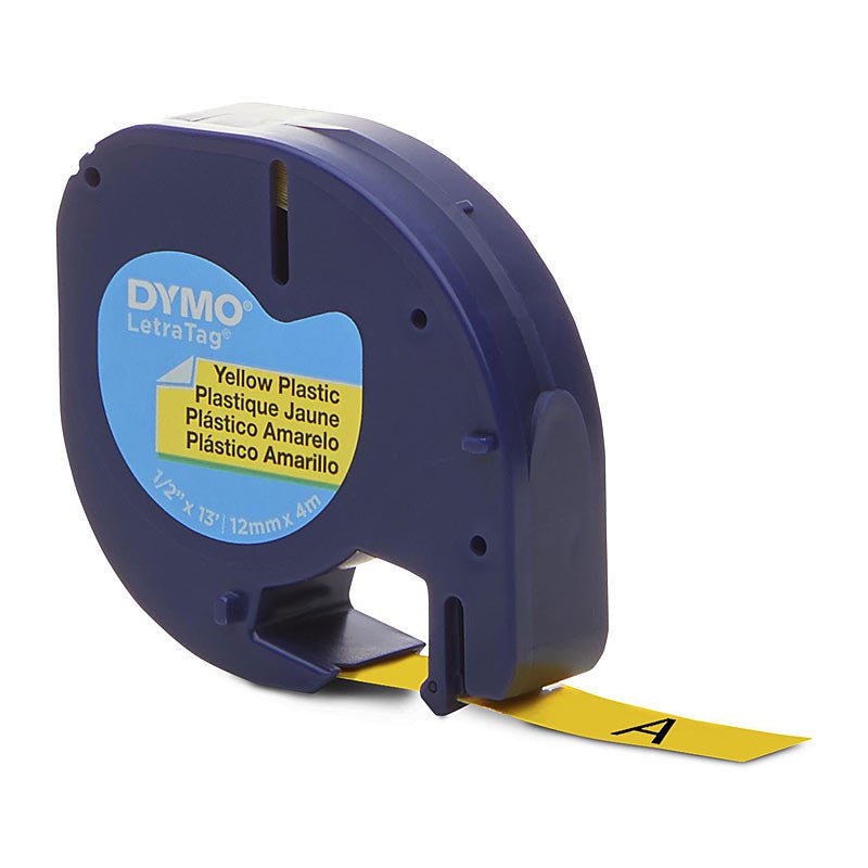 Dymo LetraTag Plastic Label Tape, 12mm x 4mt, Yellow | Dymo — Discount ...