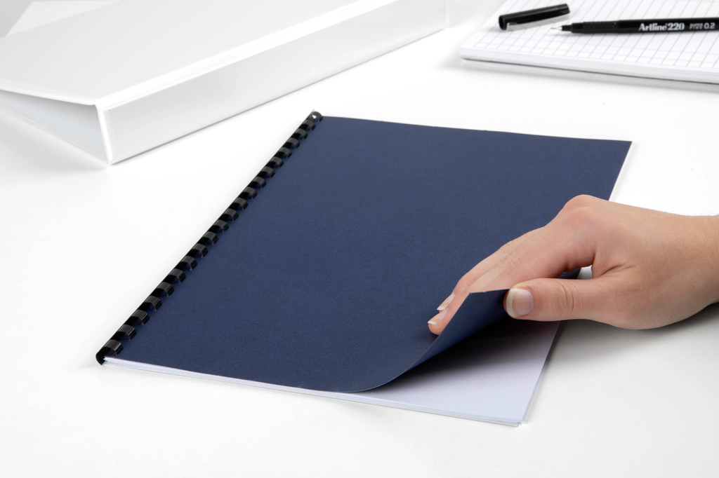 GBC A4 Leathergrain Binding Cover, 300gsm, Navy, Pack of 100 | Binding ...