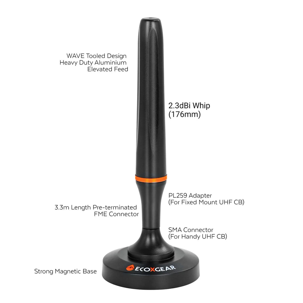 ECOXGEAR ATPA230 UHF CB Antenna - Portable and Strong Magnetic Antenna ...