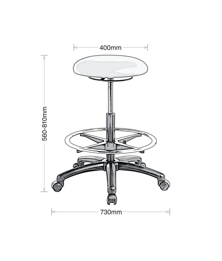 Eden Button Stool Height Adjustable, With Footring, Black PU | Eden ...