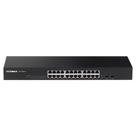 EDIMAX 24 Port Gigabit Rack-Mount Unmanaged Switch + 2 SFP Ports. High ...