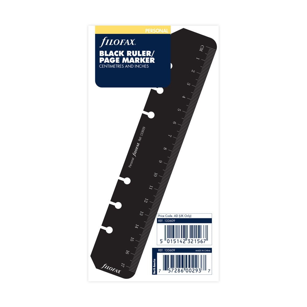 Filofax Ruler/Page Marker, Personal, Black (95mm x 171mm) | Filofax ...