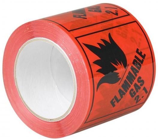 FLAMMABLE GAS 2.1 Printed Rippable Sellotape RIP096L Label 96mm x 100m ...