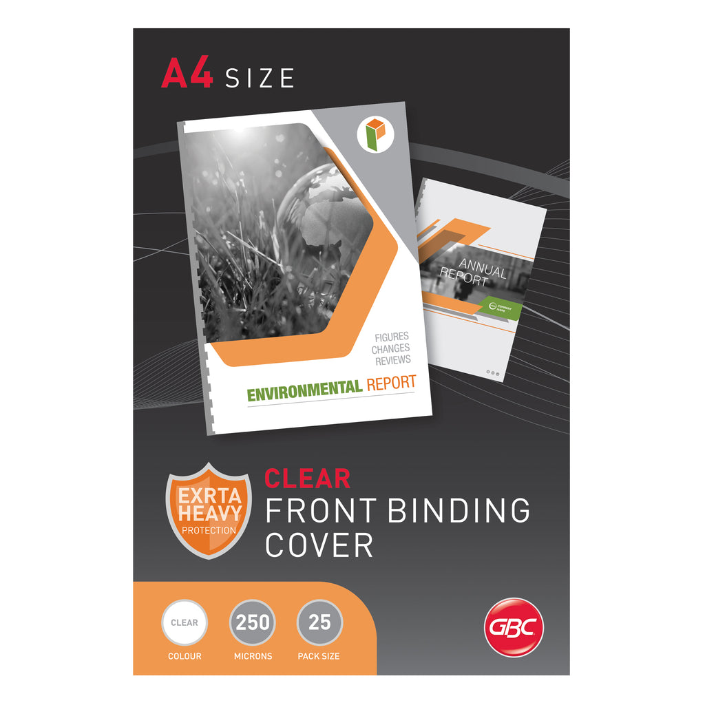 GBC 250 Micron A4 Clear Binding Cover x 25's pack | Binding Covers ...