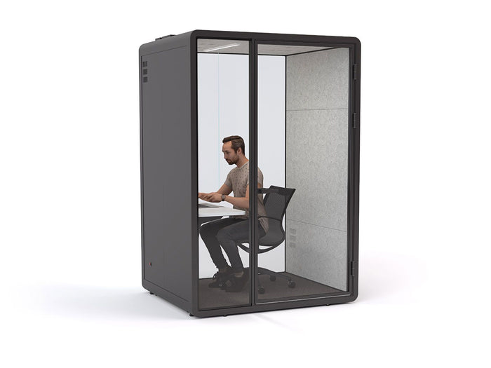 Haven Focus Pod Booth, Clear Glass, Black Exterior | Knight — Discount ...