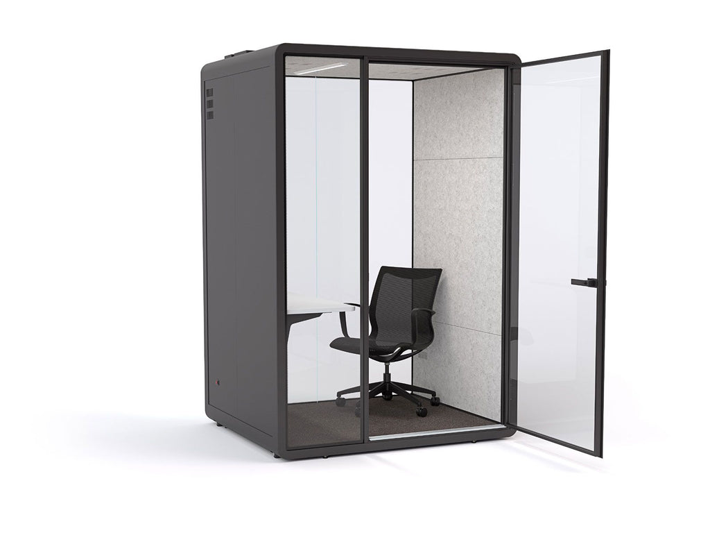Haven Focus Pod Booth, Clear Glass, Black Exterior | Knight — Discount ...