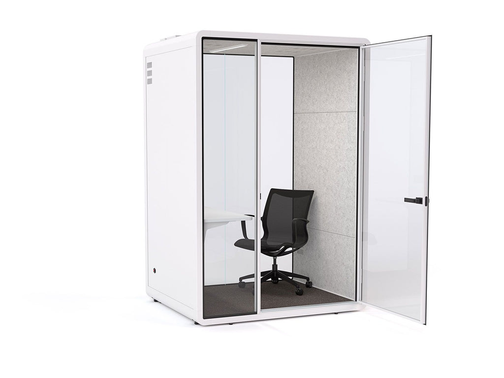 Haven Focus Pod Booth, Clear Glass, White Exterior | Knight — Discount ...