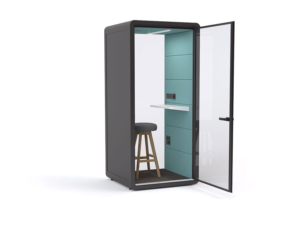 Haven Solo+ Pod Booth, Clear Glass, Black Exterior | Knight — Discount ...