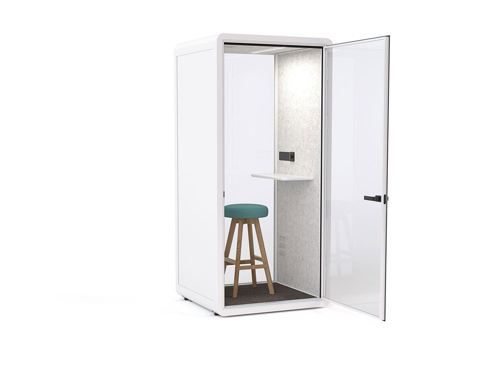 Haven Solo Pod Booth, Clear Glass, White Exterior | Knight — Discount ...