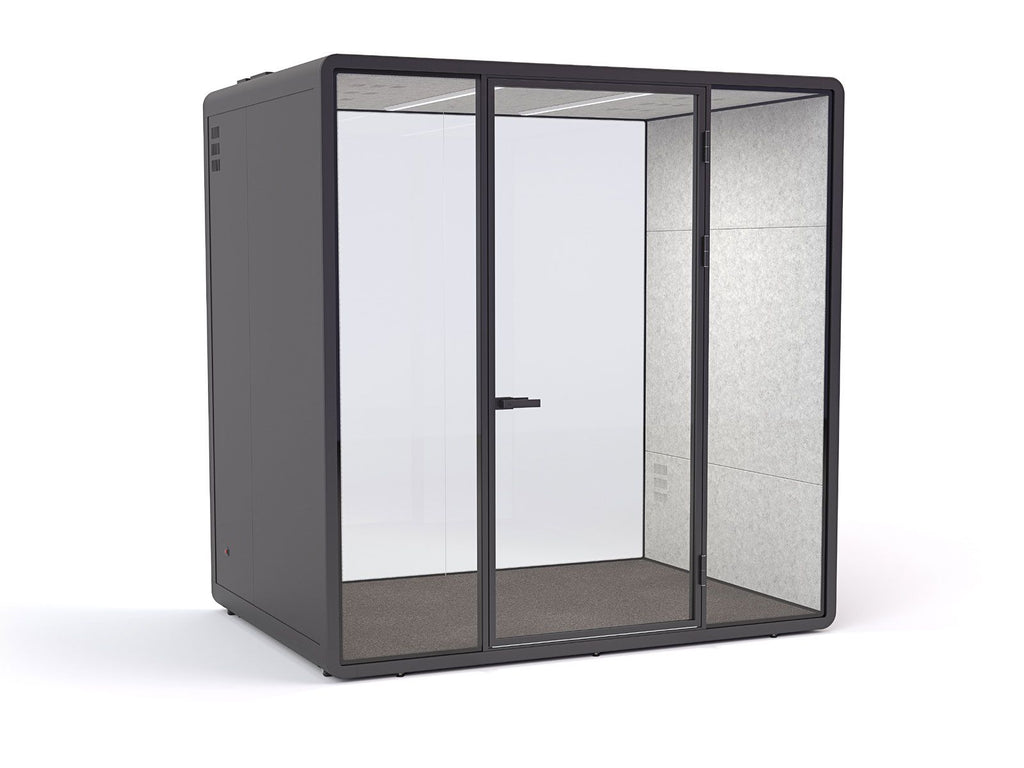Haven Team Pod Booth, Clear Glass, Black Exterior | Knight — Discount ...