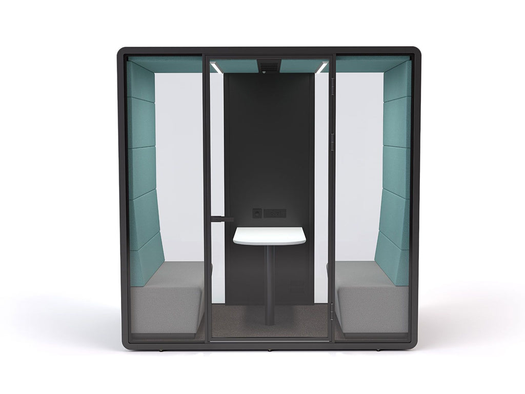 Haven Team+ Pod Booth, Clear Glass, Black Exterior | Knight — Discount ...