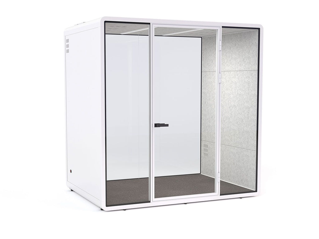 Haven Team Pod Booth, Clear Glass, White Exterior | Knight — Discount ...