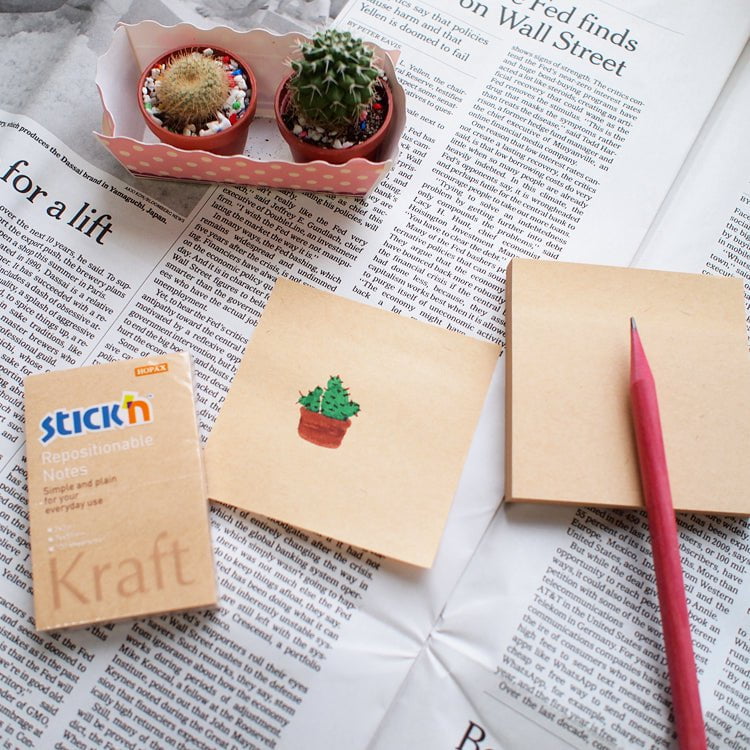 Hopax Kraft Sticky Notes 76 x 76mm | Desktop Essentials — Discount Office