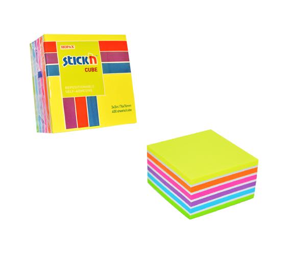 Hopax Sticky Notes Neon & Pastel Colours 76 x 76mm Cube (21539 ...