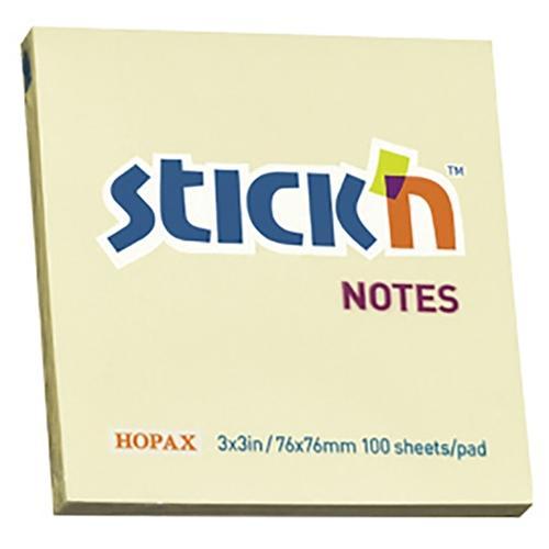 Hopax Sticky Notes Pastel Yellow 76 x 76mm (21007) | Desktop Essentials ...