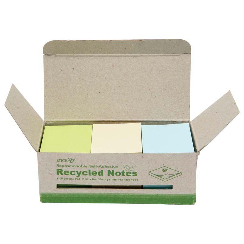 Hopax Sticky Notes Recycled Paper 38 x 50mm x 12's | Desktop Essentials ...