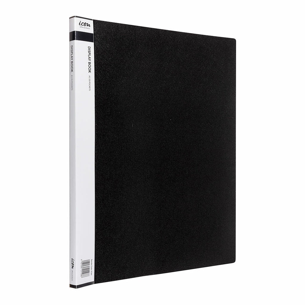 Icon A3 Display Book 20 Pocket Black | Display Books — Discount Office