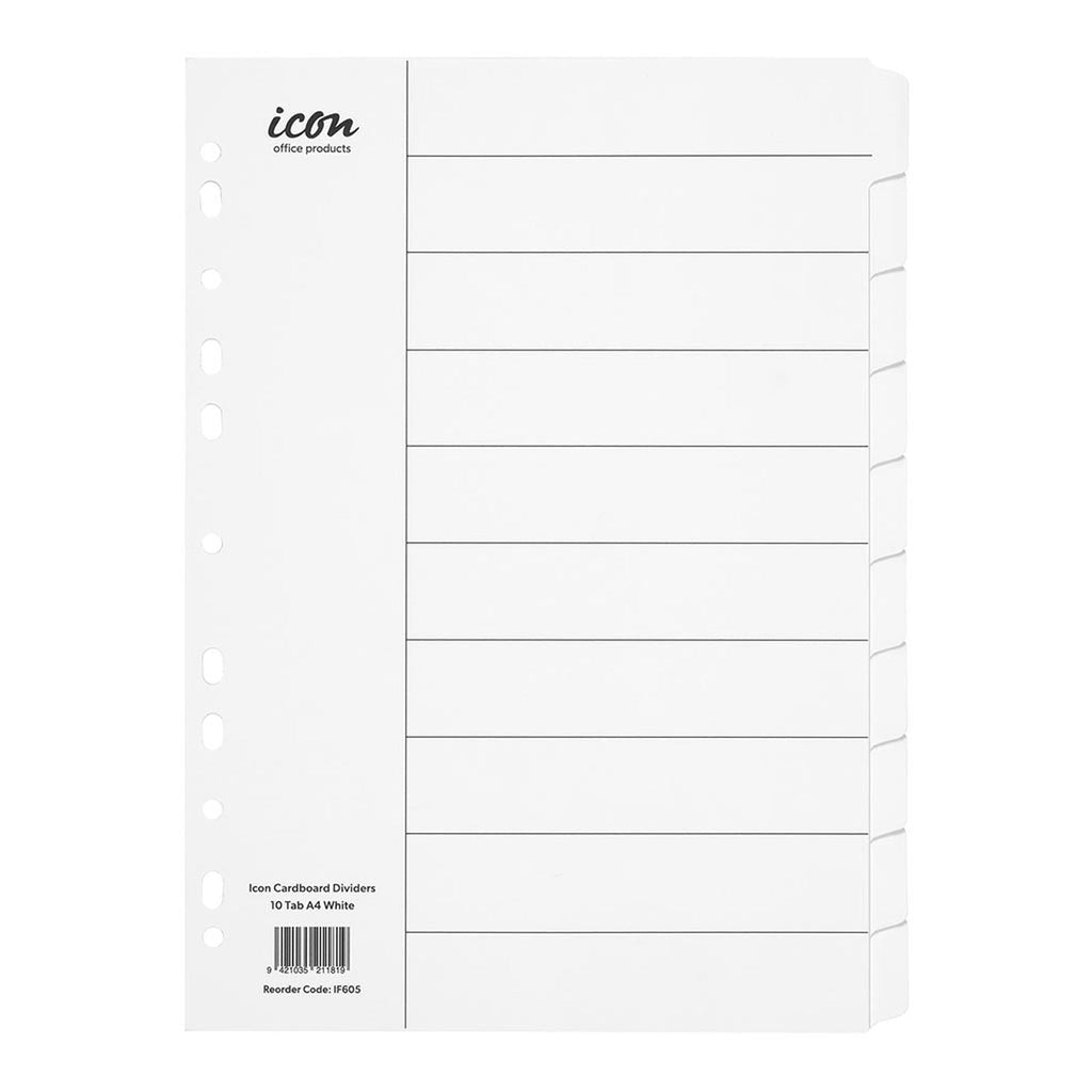 Icon A4 Cardboard Indices 10 Tabs, White | Newest Products — Discount ...