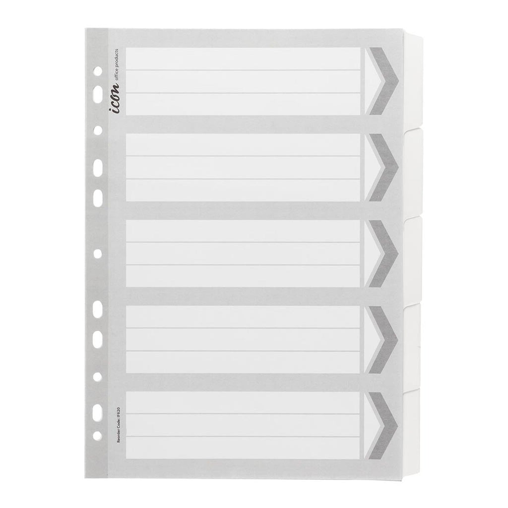 Icon A4 Cardboard Indices with Reinforced Tabs, 5 Tabs, White | Newest ...