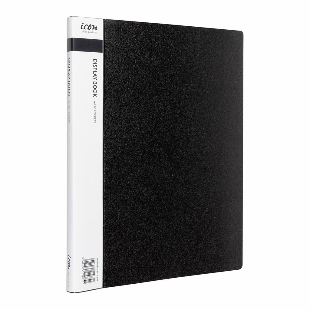 Icon A4 Display Book 20 Pocket Black | Display Books — Discount Office
