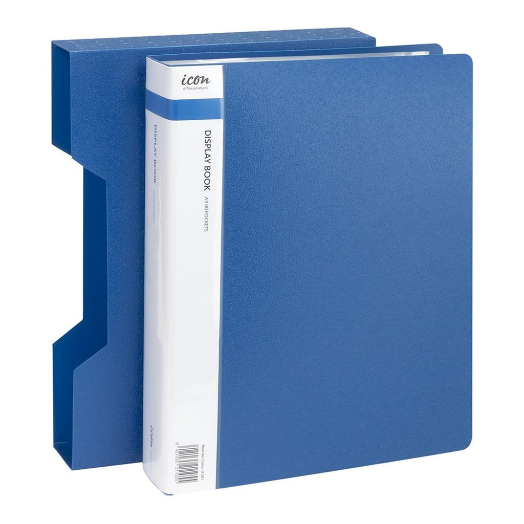 Icon A4 Display Book 80 Pocket with Case Blue | Display Books ...