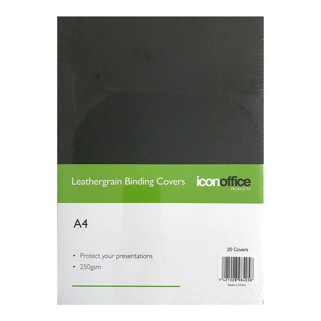 Icon Binding Covers A4 Black 250gsm, Pack of 20 | Binding Covers ...