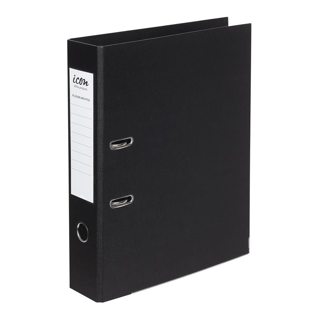 Icon Foolscap Lever Arch File Linen Black | Files & Folders — Discount ...