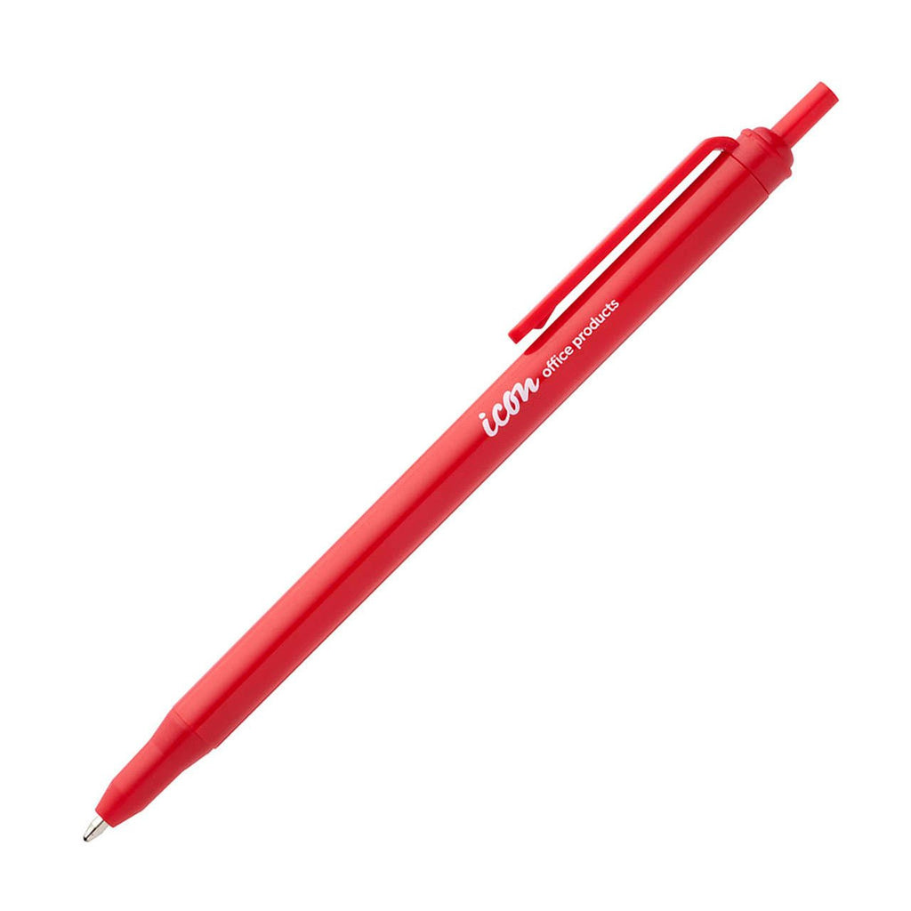 Icon One Piece Ballpoint Pen, 1.0mm Medium Tip, Retractable, Red, 10's ...