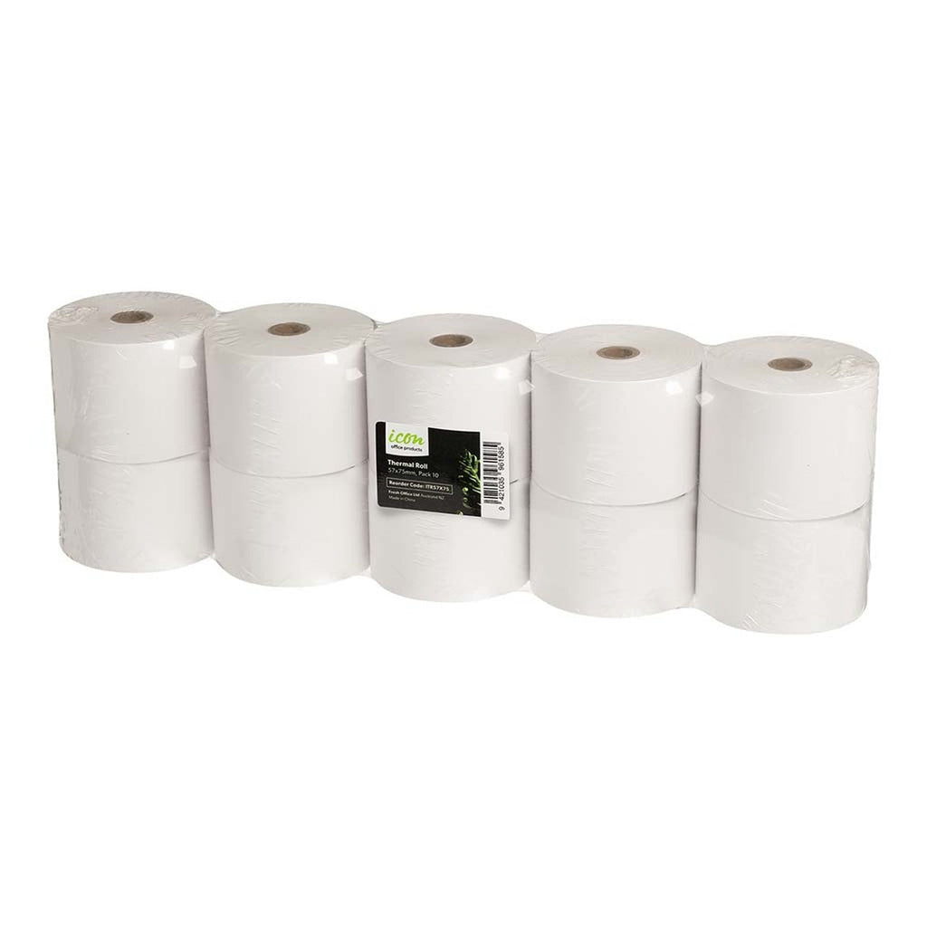 Icon Thermal Rolls 57mm x 75mm x Pack of 10 Rolls | Eftpos & Receipt ...