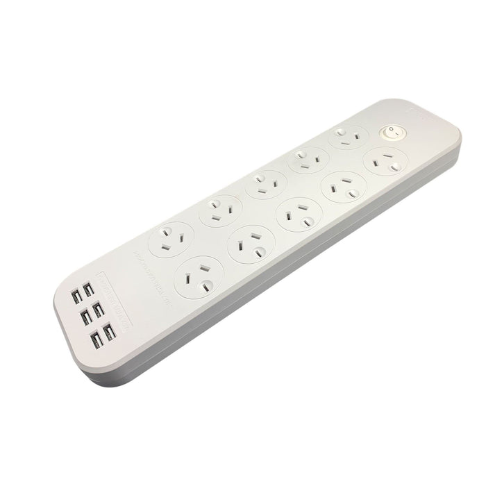 Jackson 10-Way Powerboard, 6x USB-A Fast Charging Ports, 10 Surge Prot ...