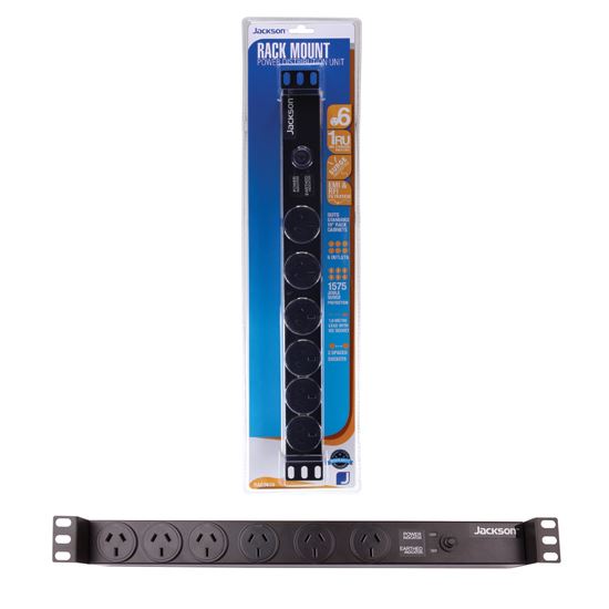 Jackson 1RU 6x Outlet Horizontal Power Rail, Surge Protected 525J 10A ...