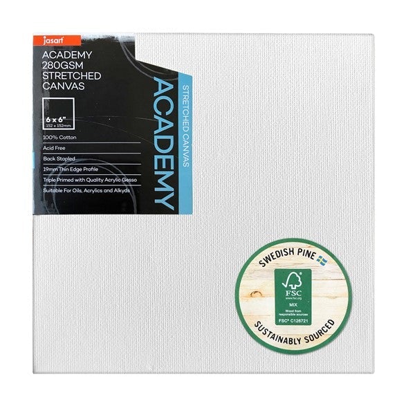 Jasart Academy Art Canvas 6x6", Pack of 8, 19mm Thin Edge 280gsm | Art ...