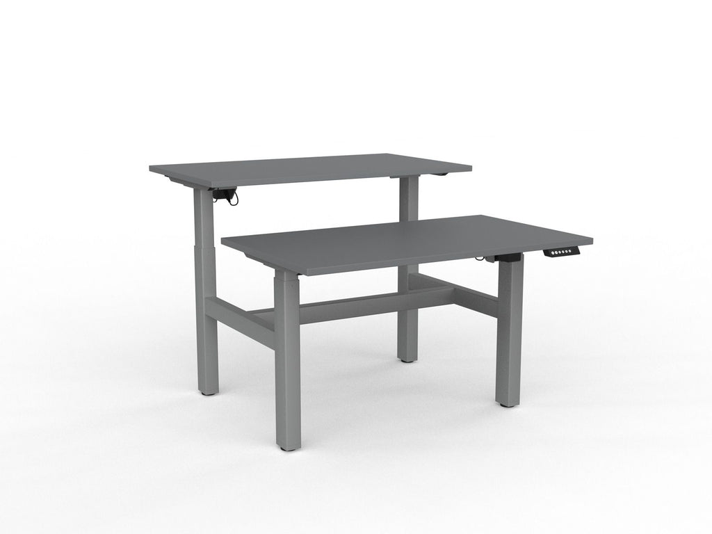 Knight's Agile Electric 2 Column Height Adjustable Shared Desk, Silver ...