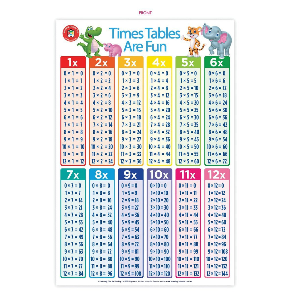 LCBF Wall Chart Times Table Poster | Learning — Discount Office
