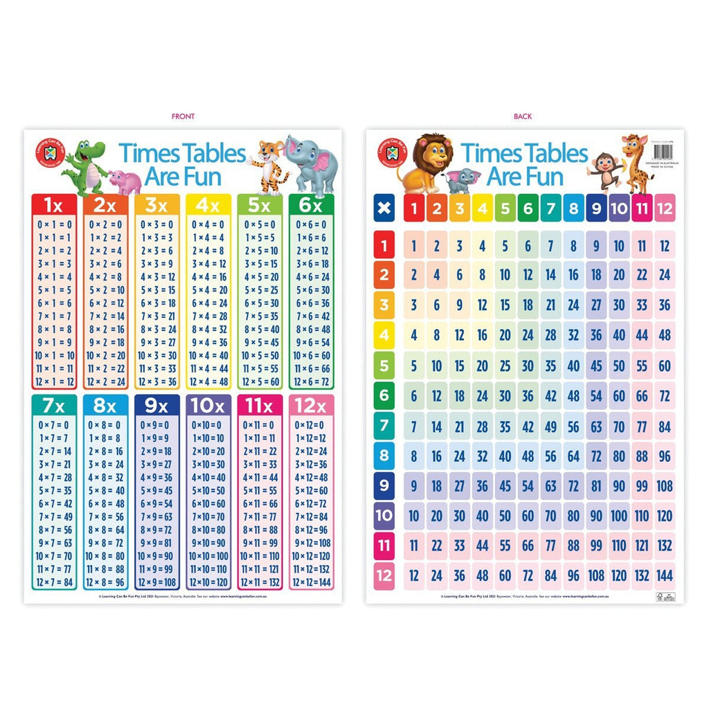 LCBF Wall Chart Times Table Poster | Learning — Discount Office