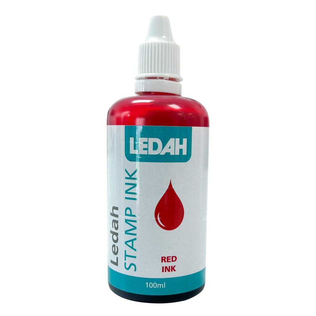 Ledah Stamp Ink 100ml, Red | Desktop Essentials — Discount Office