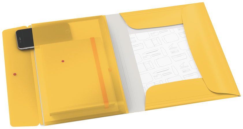 Leitz Cosy A4 Folder, 3 Flap with Pocket, Elastic Closure, Yellow ...