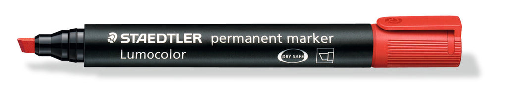 Staedtler Lumocolor Permanent Marker Chisel Tip Red x 10's pack ...