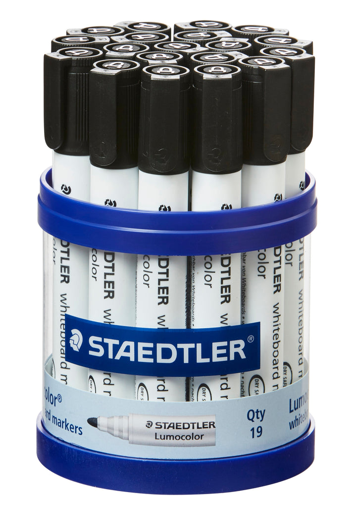 Staedtler Lumocolor 2.0mm Bullet Tip Whiteboard Marker, Cup of 19 Blac ...