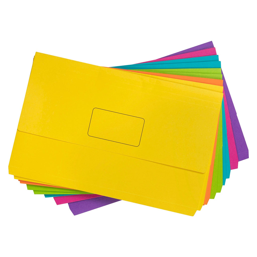Marbig Foolscap Cardboard Document Wallet, 30mm Gusset, Assorted Colou ...