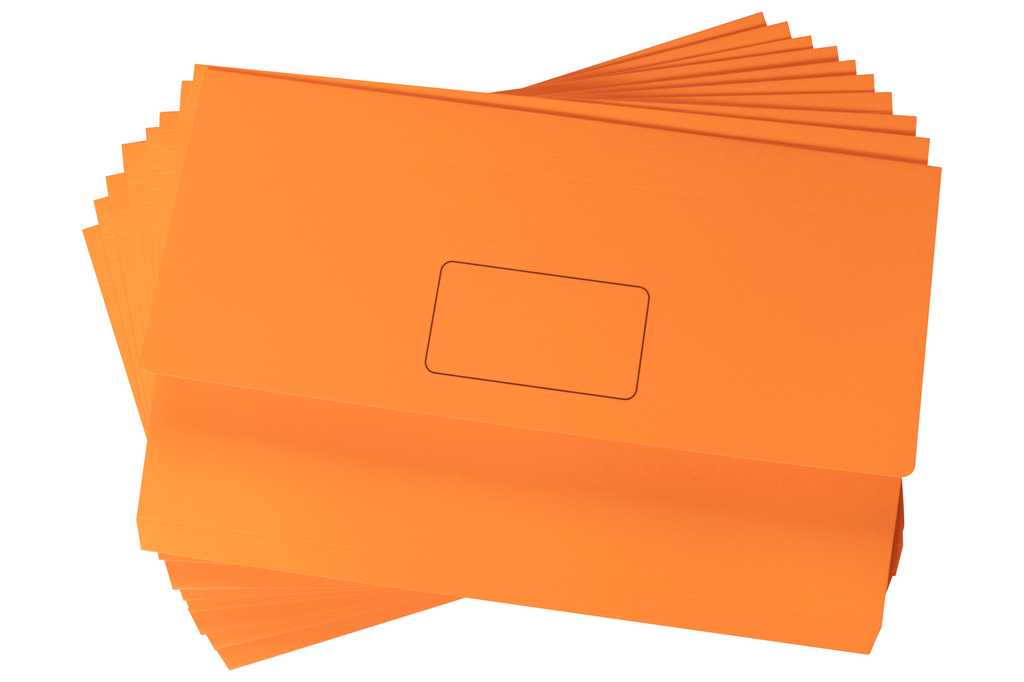 Marbig Foolscap Cardboard Document Wallet, 30mm Gusset, Orange, 10's p ...
