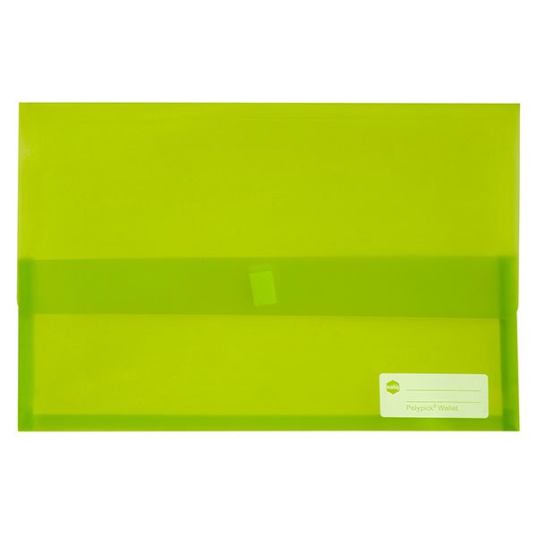 Marbig Foolscap Polypick Translucent Wallet Lime | Document Wallets ...