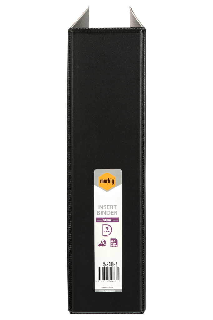 Marbig Overlay Insert Cover A4 Ring Binder 4/50 - Black | Files ...