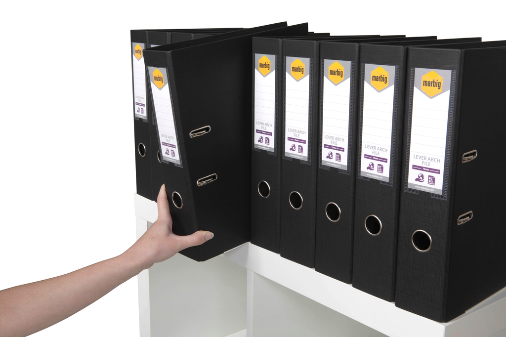 Marbig PE Lever Arch File, Foolscap, Black | Marbig — Discount Office