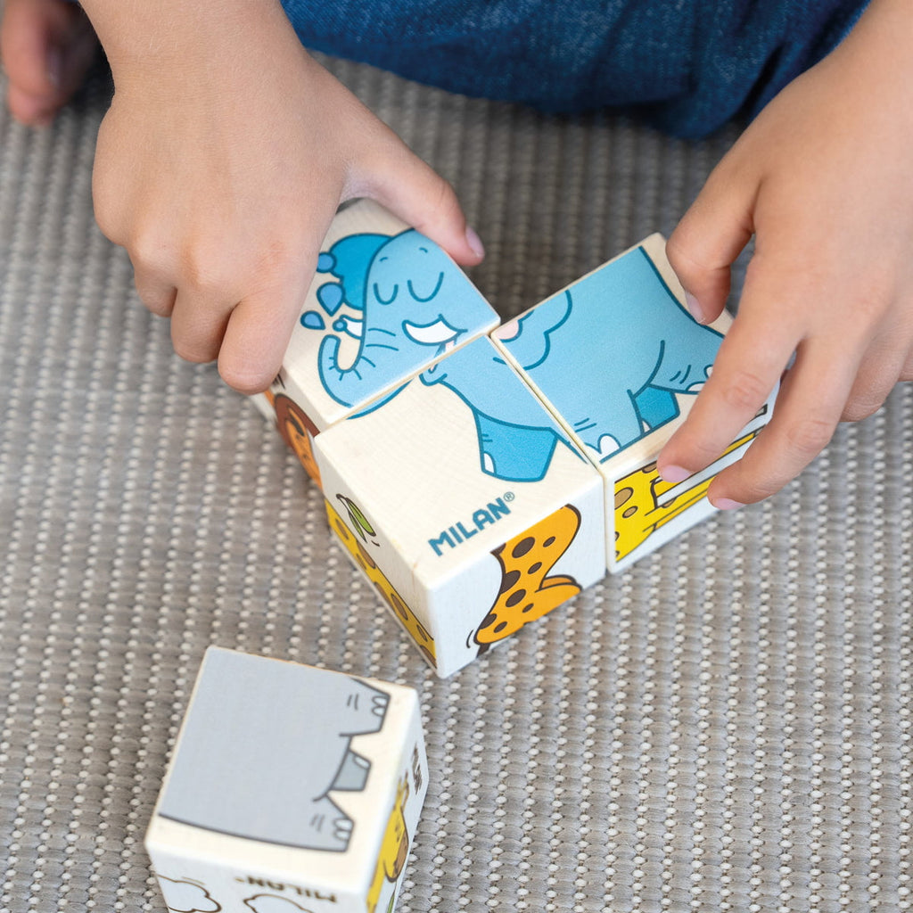 Milan Wooden Educational Wild Safari Cube Puzzle | Milan — Discount Office