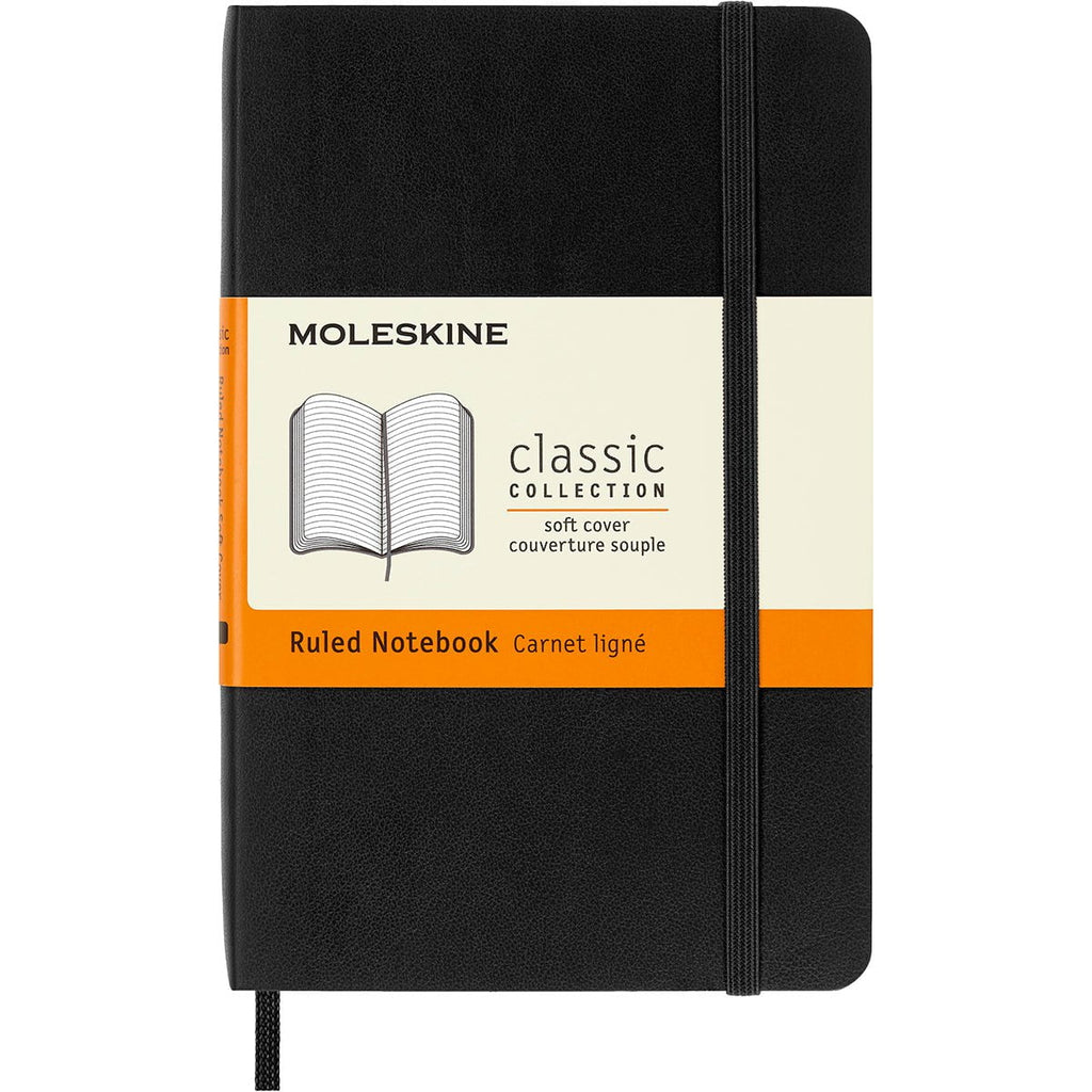 Moleskine Notebook, 90mm x 140mm Pocket Size, Soft Cover, Ruled, Black ...