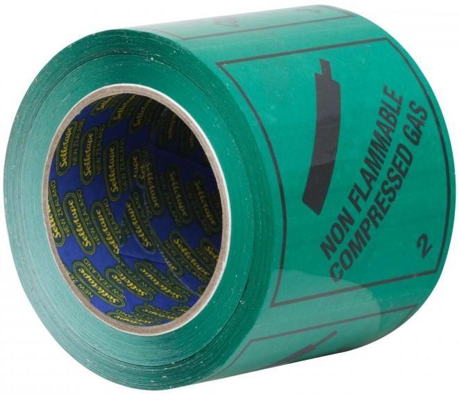 NON-FLAM COMPRESSED GAS 2 Printed Rippable Sellotape RIP096R Label 96m ...