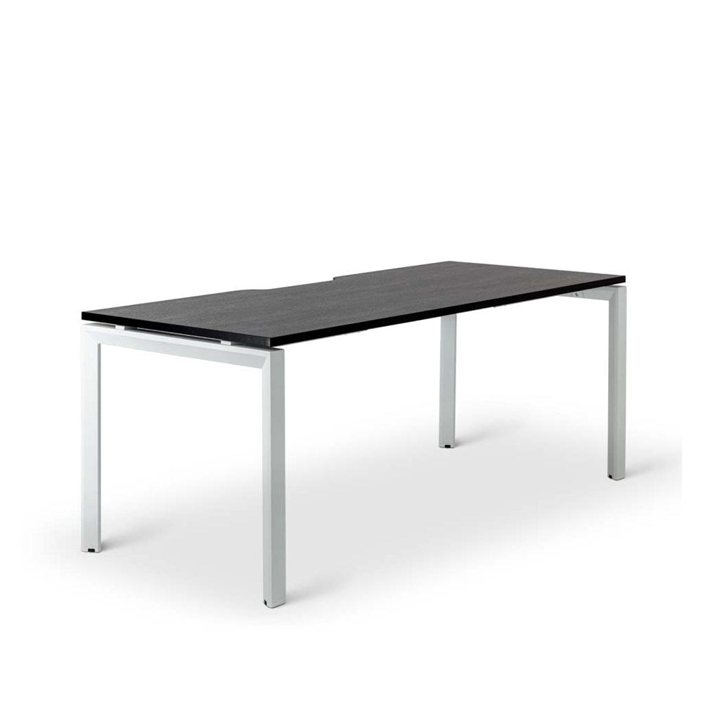 Novah Straight Desk 1200mm x 600mm - White frame / Black Woodgrain top ...