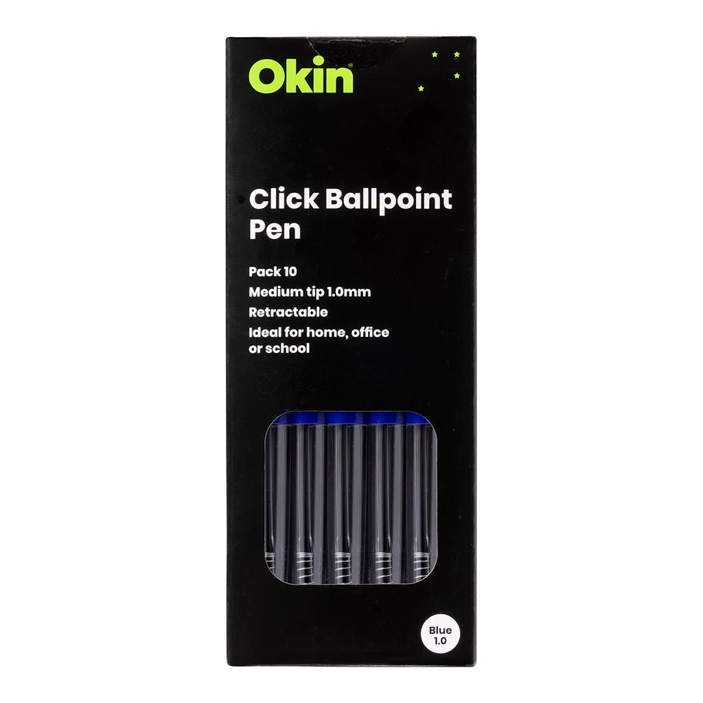 Okin Click Ballpoint Pen, Medium, Blue, Pack of 10 | Newest Products ...
